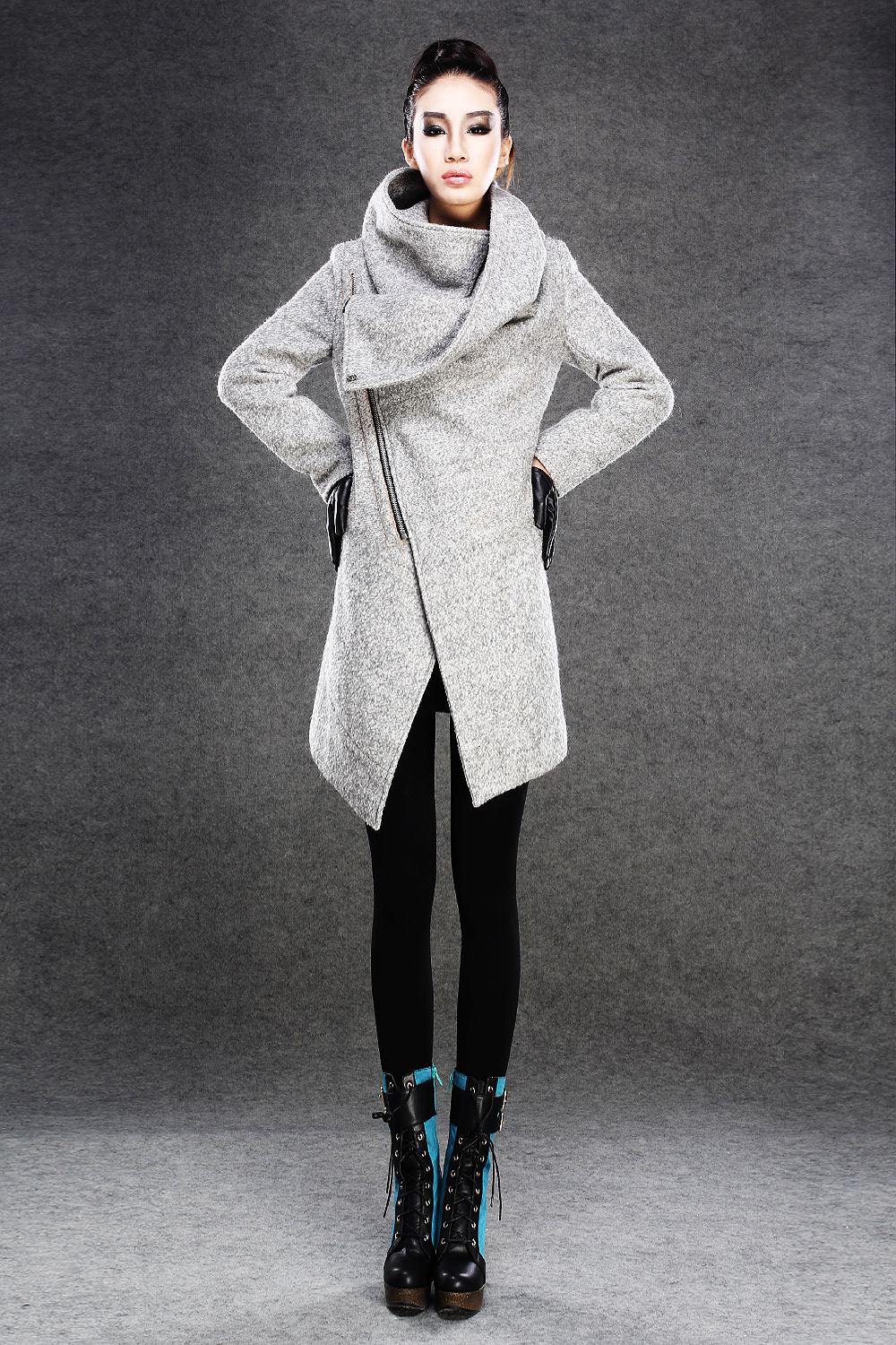 Asymmetrical Women's wool Jacket Coat C134# – YLISTYLE