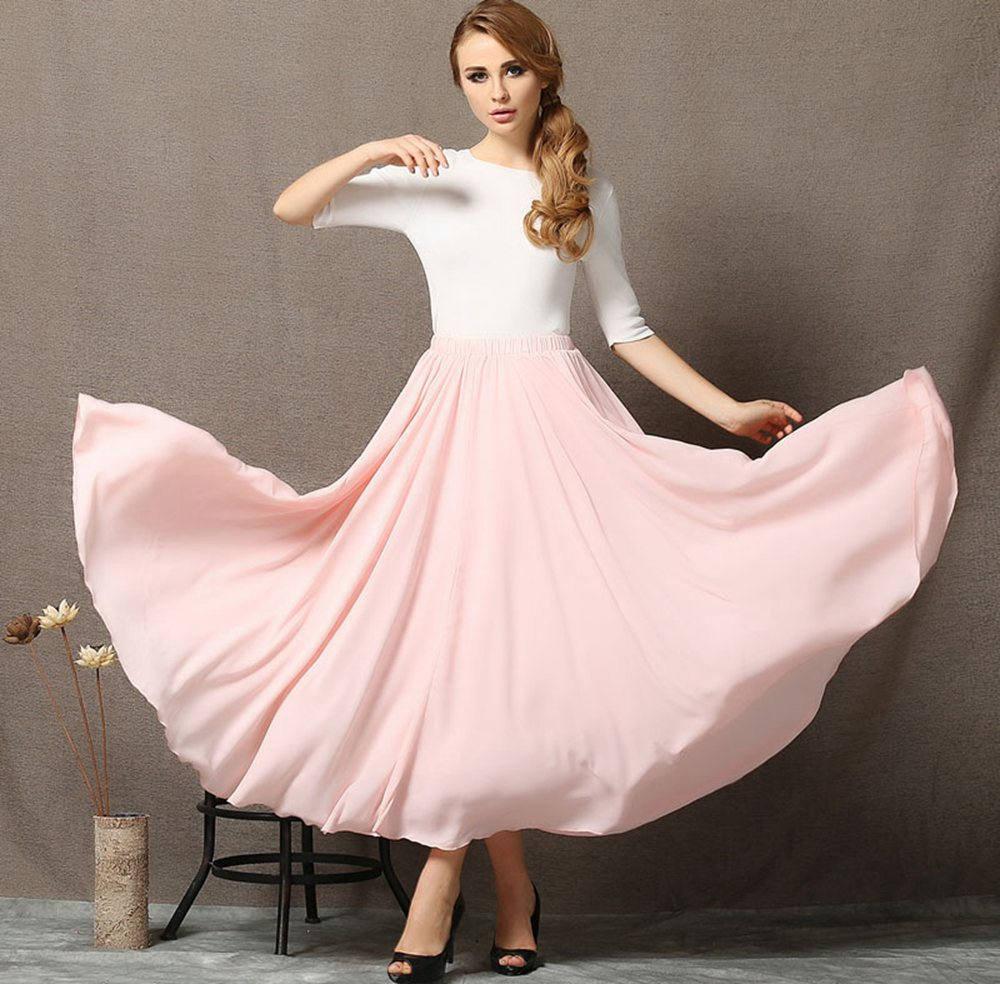 Chiffon Skirt, womens skirts, pink chiffon skirt, floaty maxi skirt, c ...